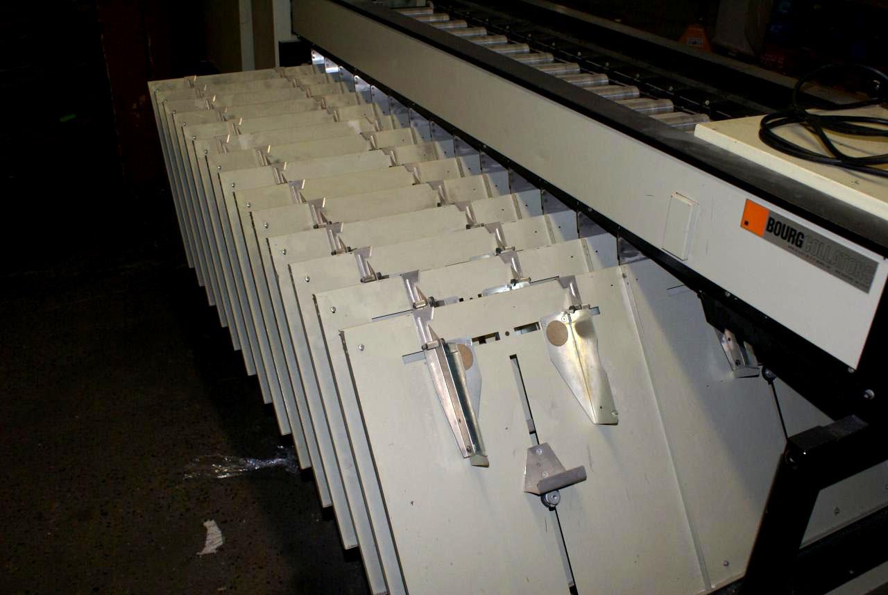 Lot #35: Bourg A14 Collator, Stitcher, Folder, Stacker with Double Bins ...